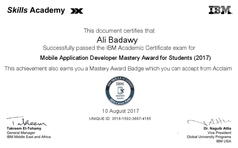 Mobile Application Developer Mastery Award For Students (2017 ...