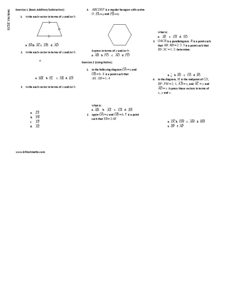 GCSE VectorWorksheet | PDF | Euclidean Geometry | Elementary Geometry
