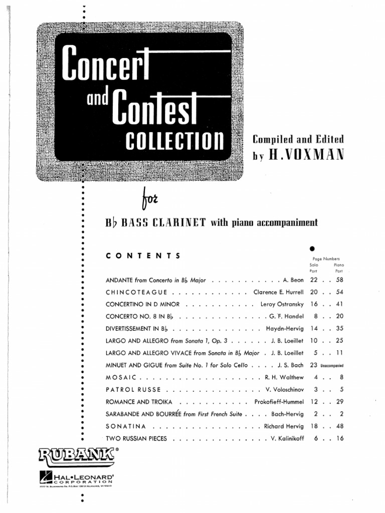 CONCERT AND CONTEST - Bass Clarinet | PDF