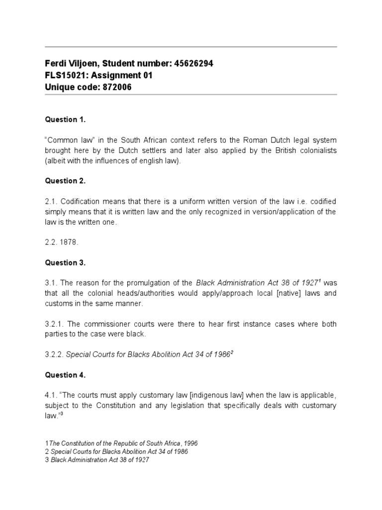 FLS1501 - Assignment 01 | PDF