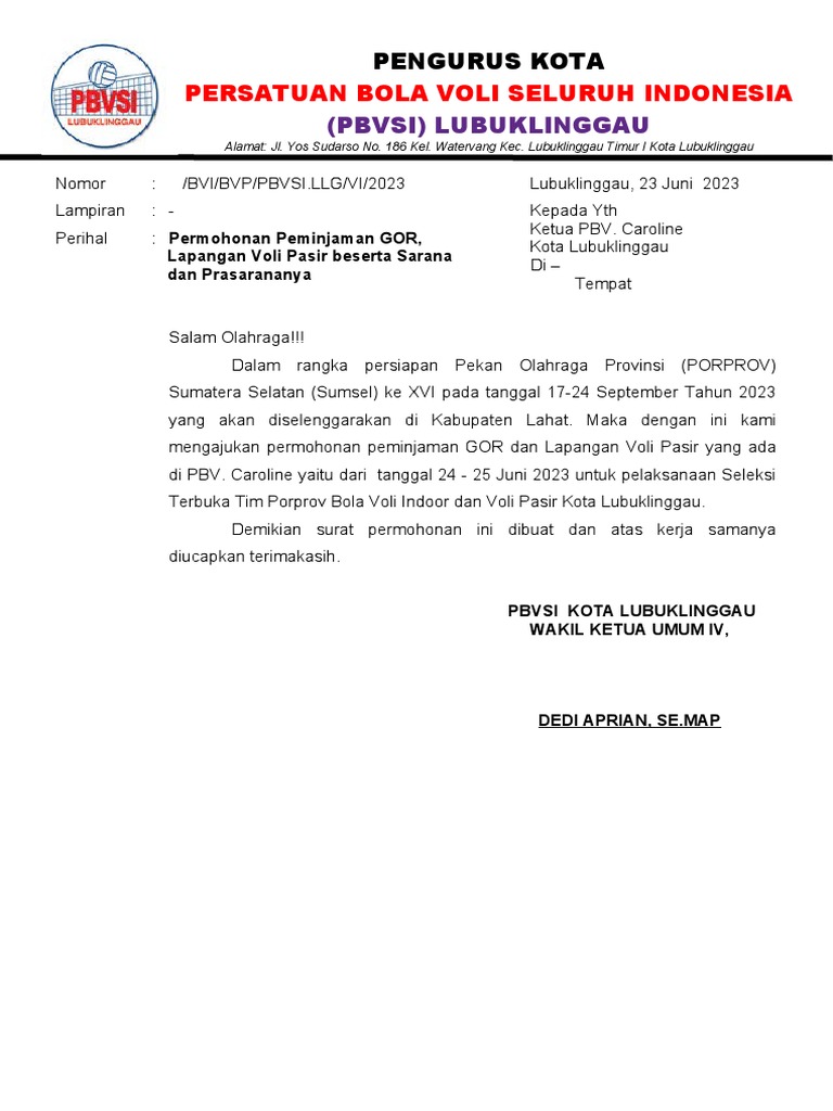 Surat Pernyataan Porprov 2023 | PDF