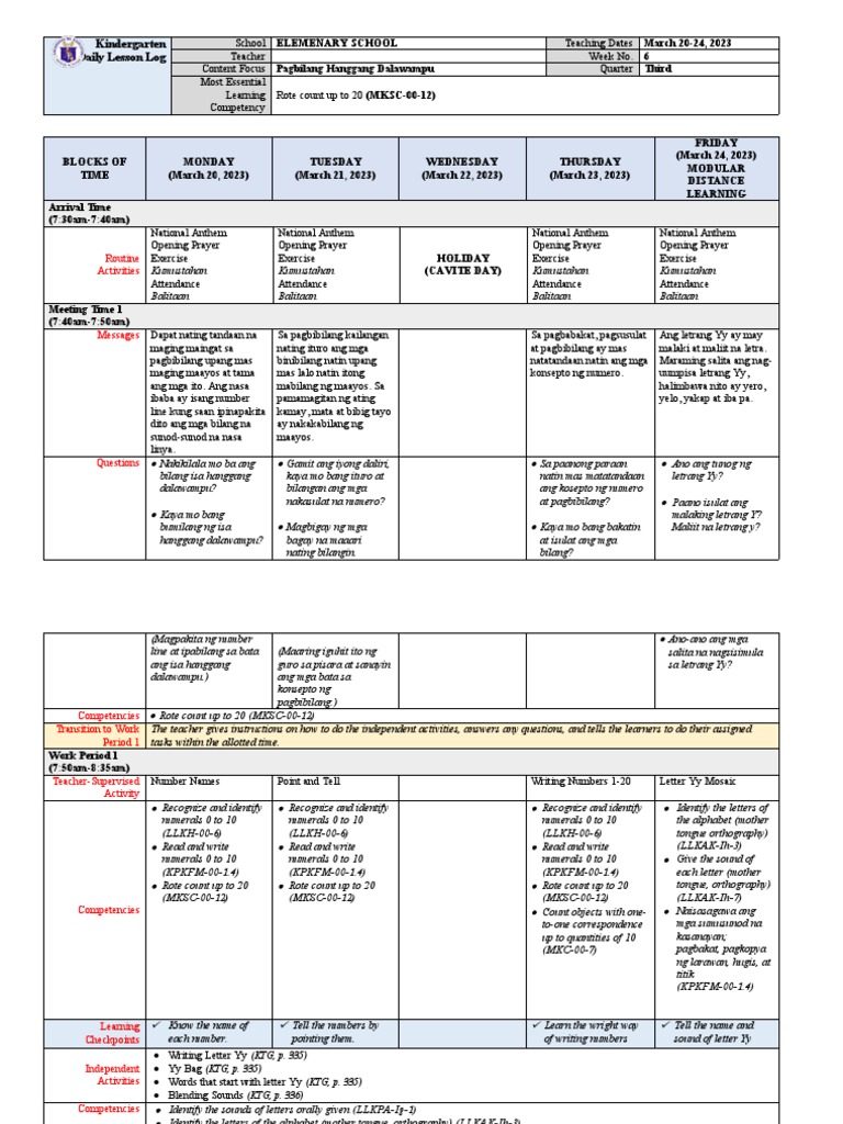Kinder DLL Q3 W6 | PDF