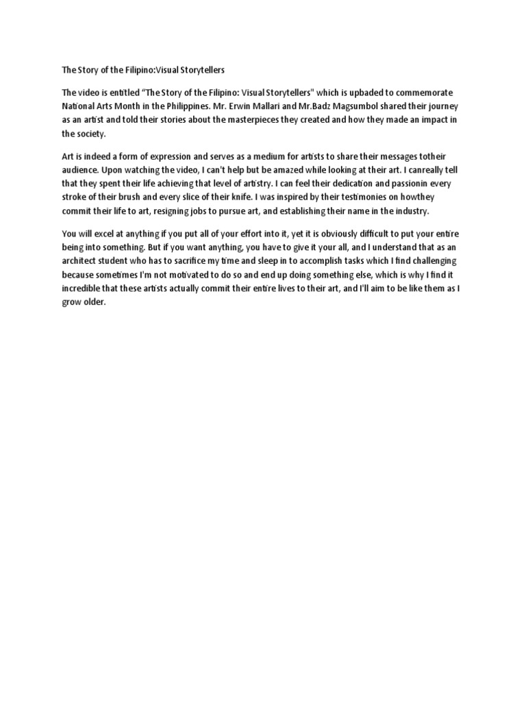 Filipino Visual Storytellers' Journey | PDF | Foreign Language Studies ...