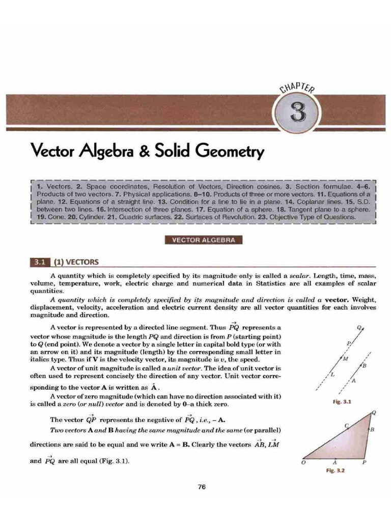 3.vector Algebra & Solid Geometry | PDF