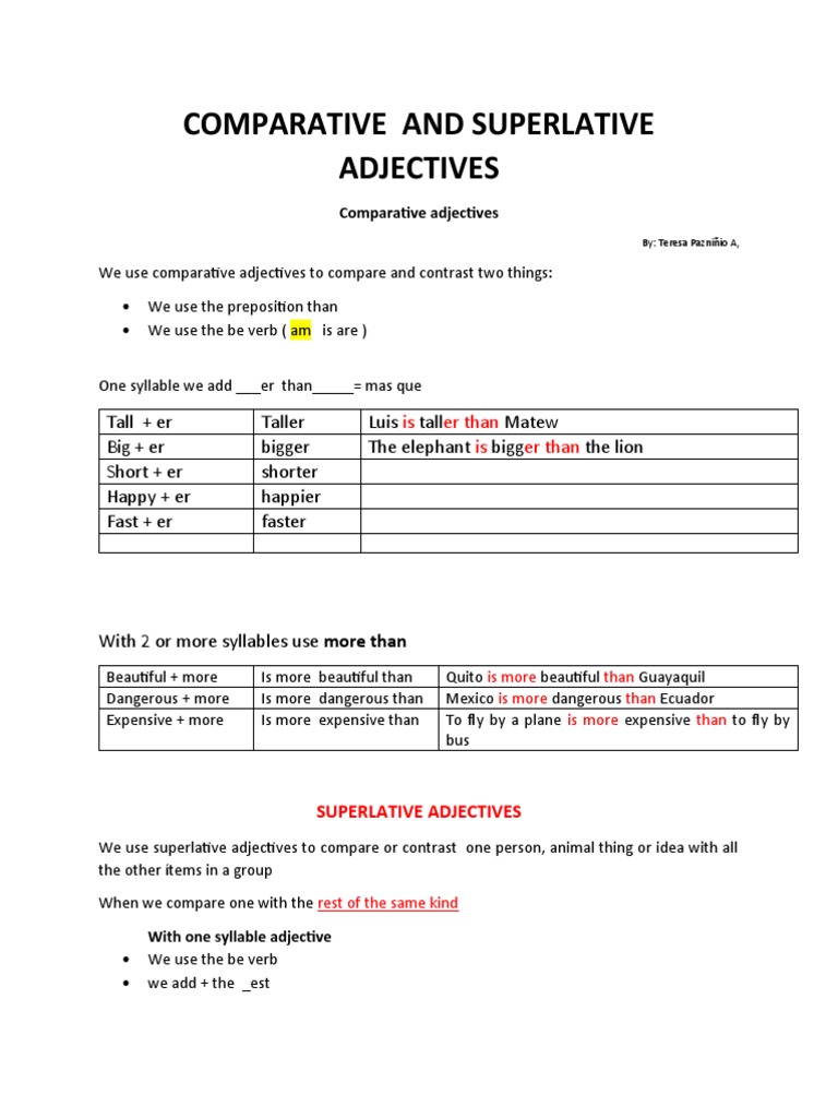 Comparative and superlatives | PDF | Adjective | Grammar