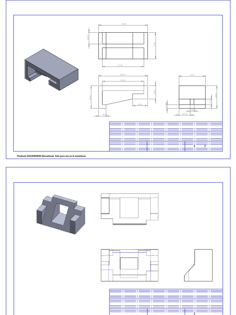 Planos de piezas mecánicas en SolidWorks | PDF