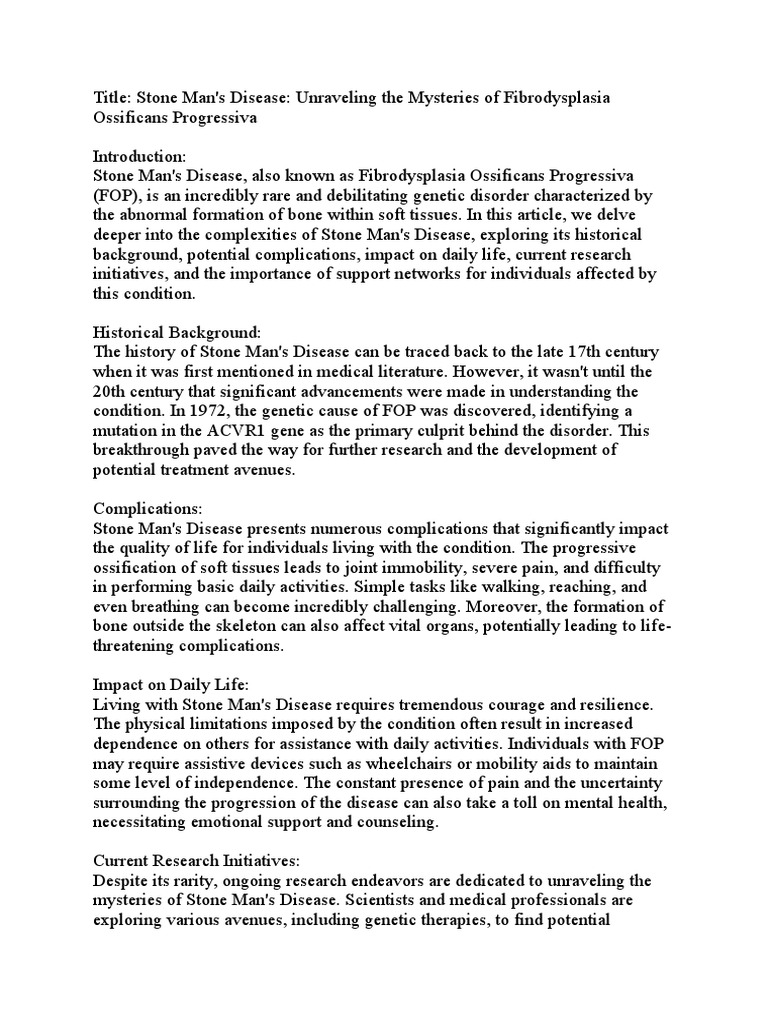 Stone Man's Disease | PDF | Genetic Disorder | Health Sciences