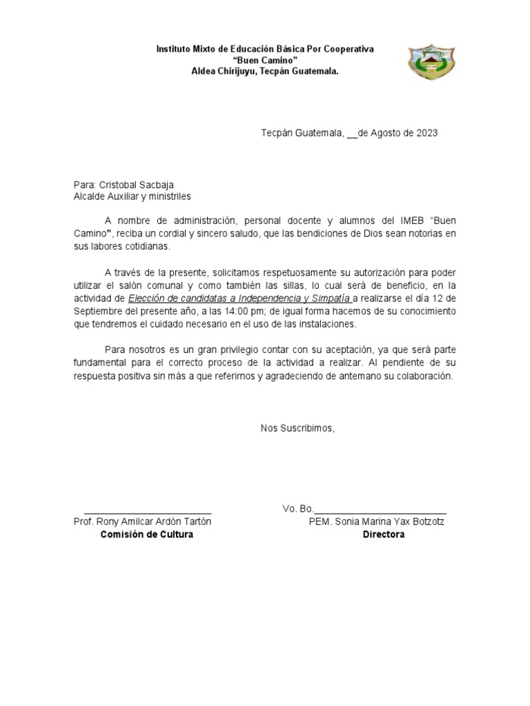 Solicitud Salon Comunal | PDF