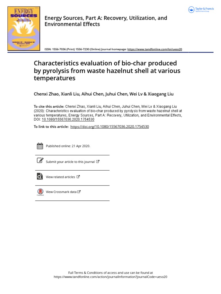 Bio-Char from Pyrolysis of Hazelnut Shell | PDF | Pyrolysis | Adsorption