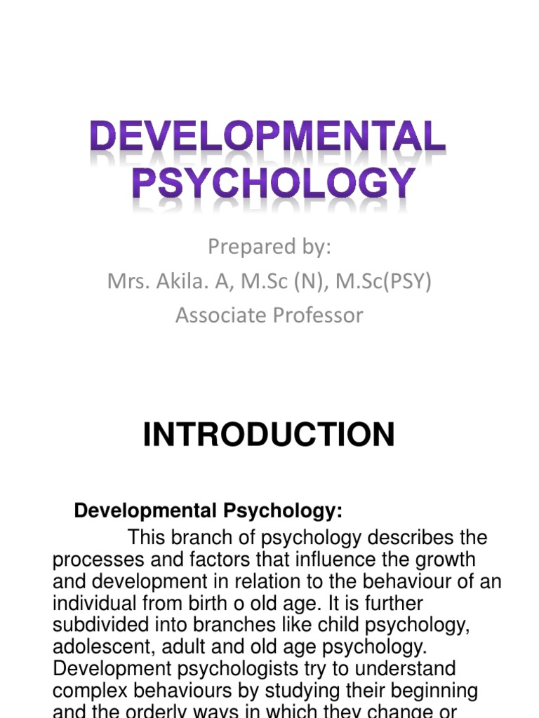 Developmental Psychology Overview | PDF | Adolescence | Developmental ...