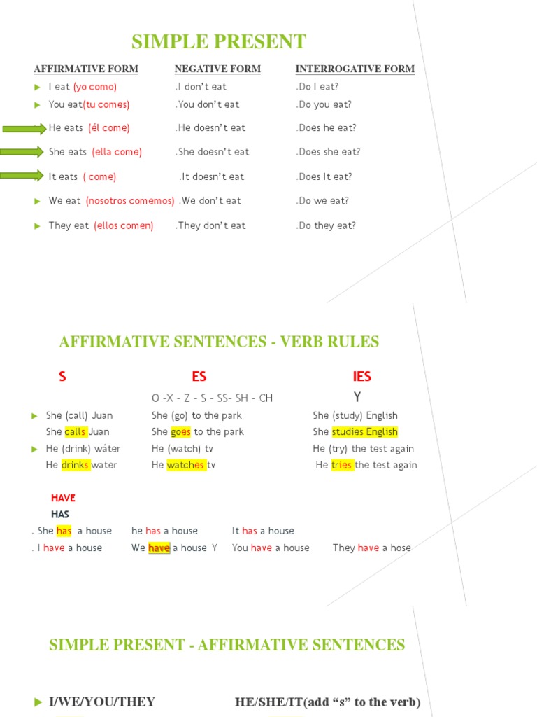 Simple Present Tense Guide | PDF | Question | Grammar