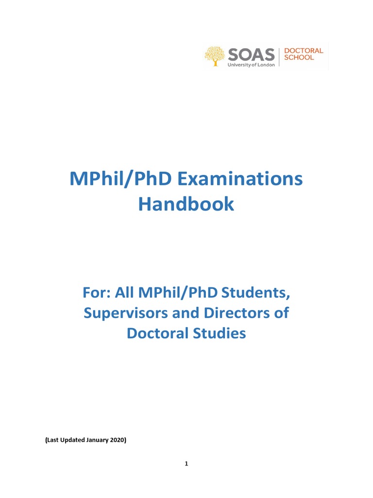 SOAS PhD Examination Handbook | PDF | Thesis | Proofreading