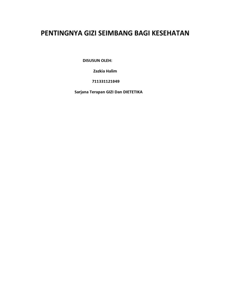 Pentingnya Gizi Seimbang Bagi Kesehatan Pdf