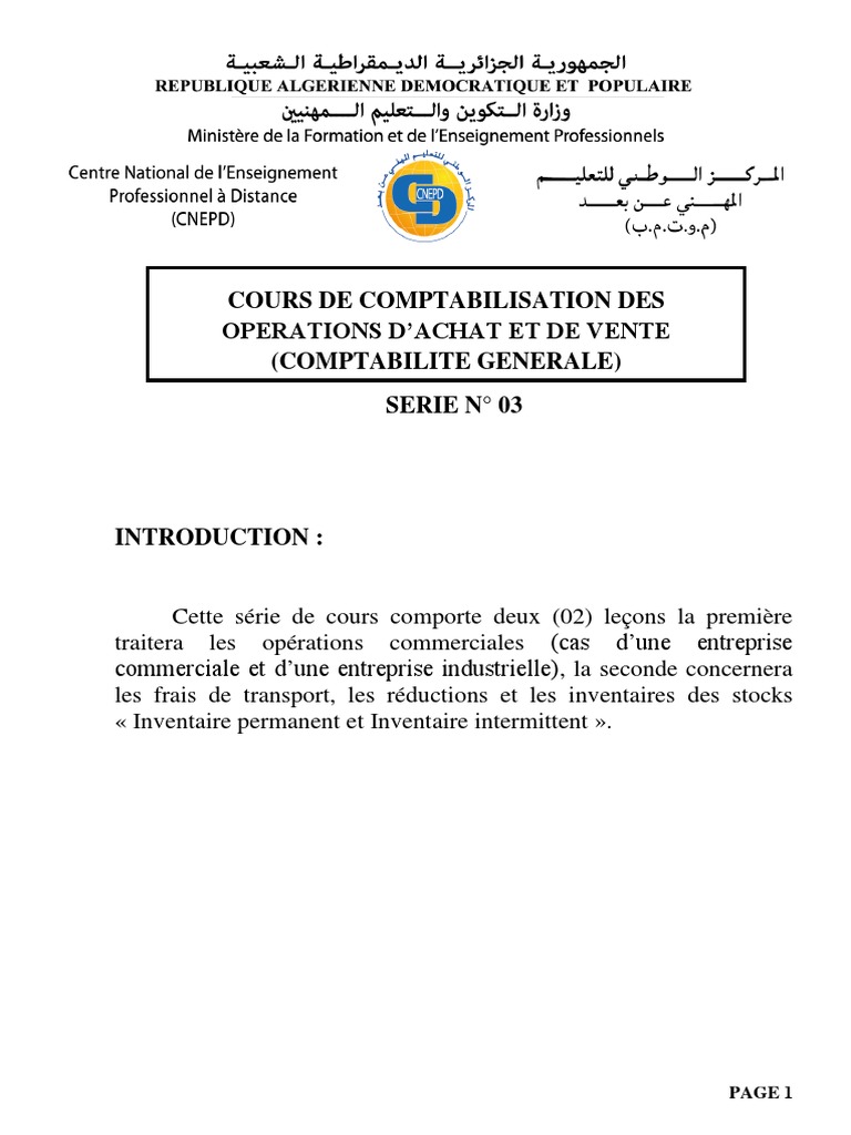 1 Comptabilisation Des Operations D'achat Et de Vente | PDF 1 Comptabilisation Des Operations D'achat Et de Vente | PDF