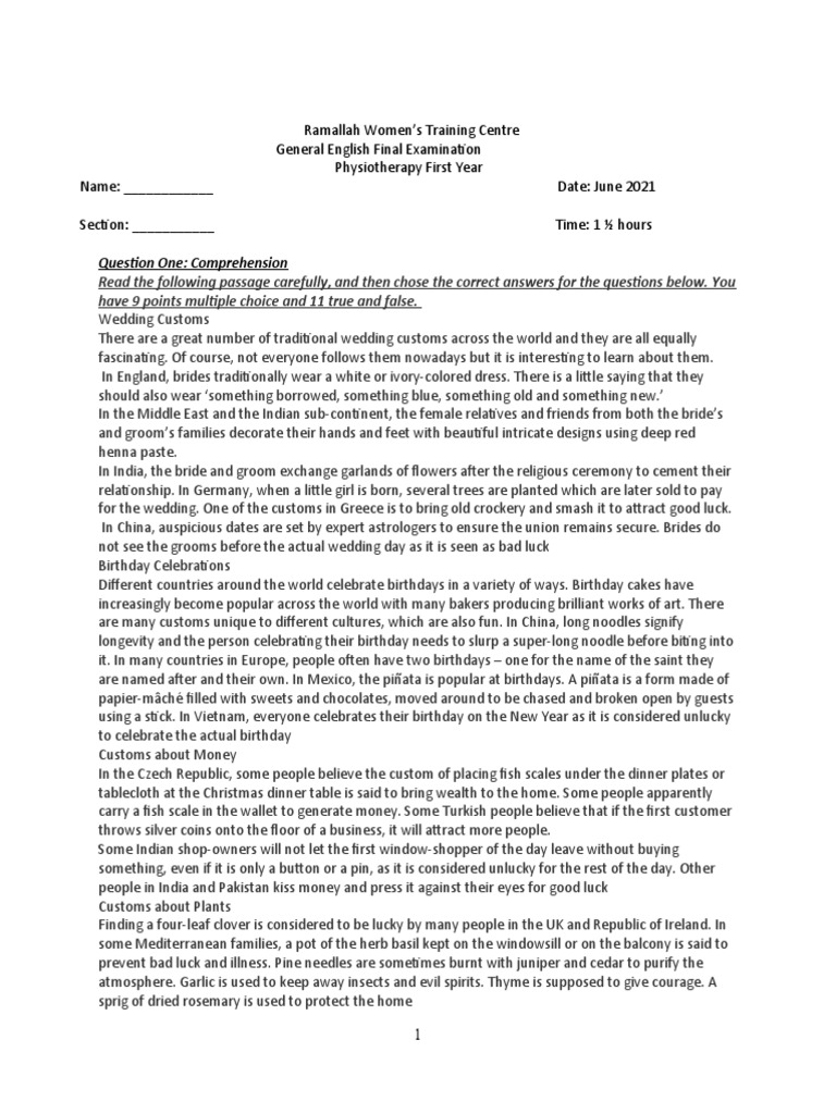 Face 2 Face Comprehension | PDF | Wedding | Bride