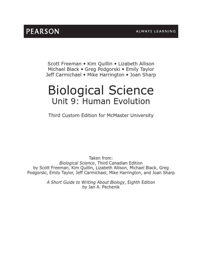 Biological Science Human Evolution Supplement Chapters 55 56 57 58 ...