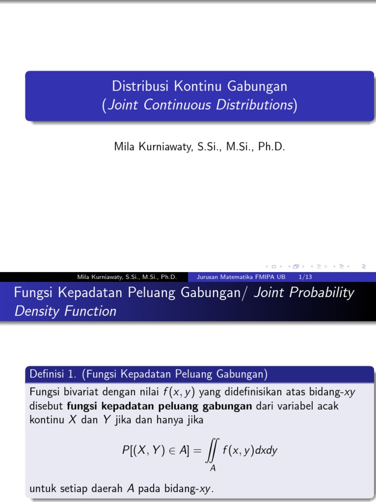 Distribusi Variabel Acak Kontinu Gabungan | PDF