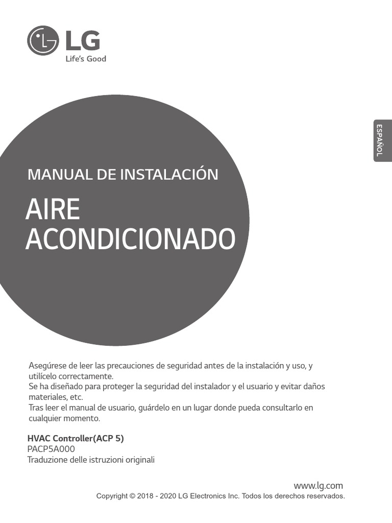 Manual Instalacion Control Centralizado ACP 5 MFL69981502 03 201028 00 ...