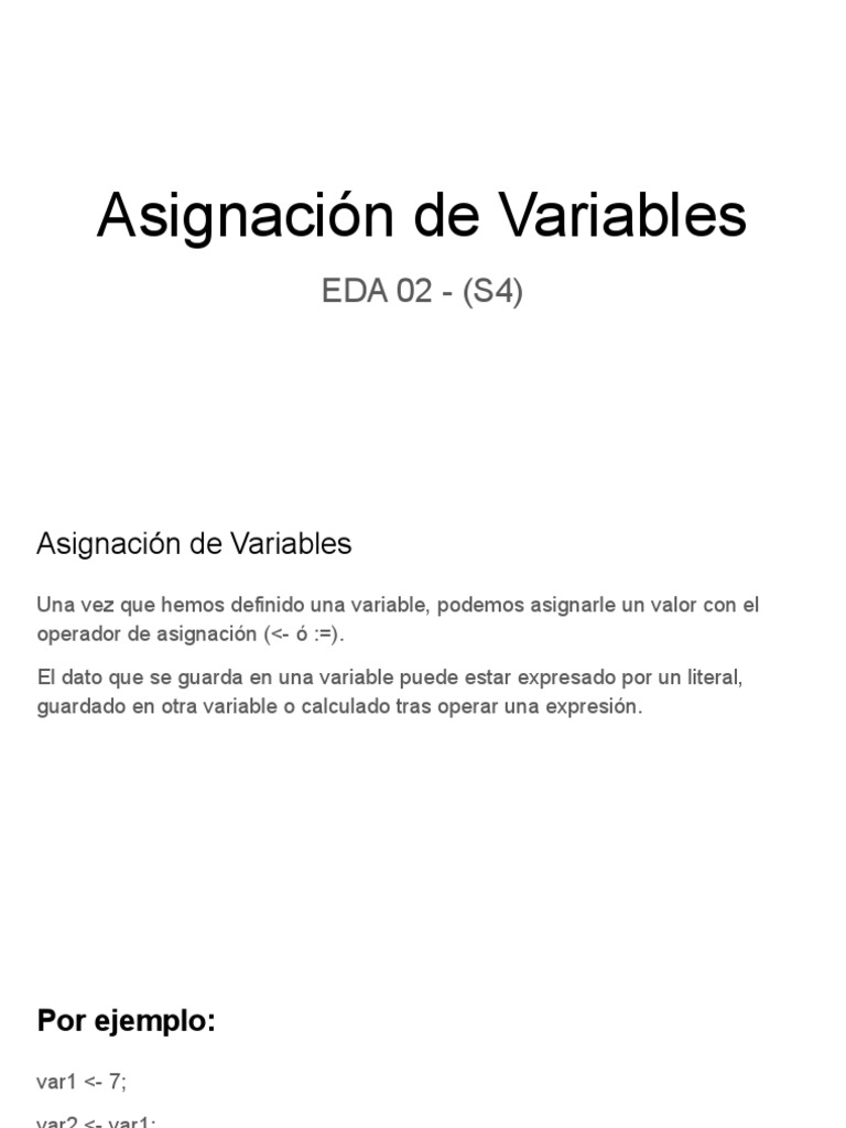 EDA 02 - (S4 Asignación de Variables) | PDF | Cadena (informática ...