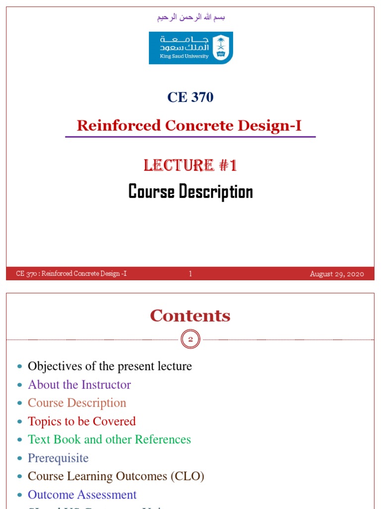Reinforced Concrete Design Course Overview | PDF | Reinforced Concrete ...