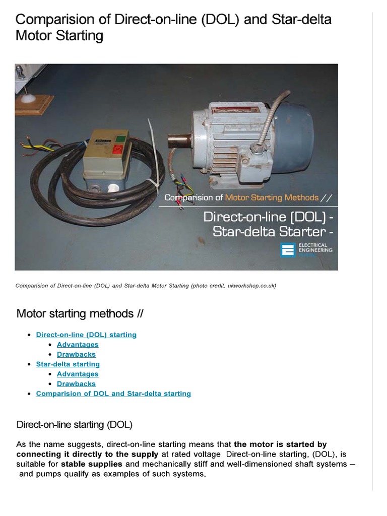 Comparision of DOL and Star Delta Starter | PDF