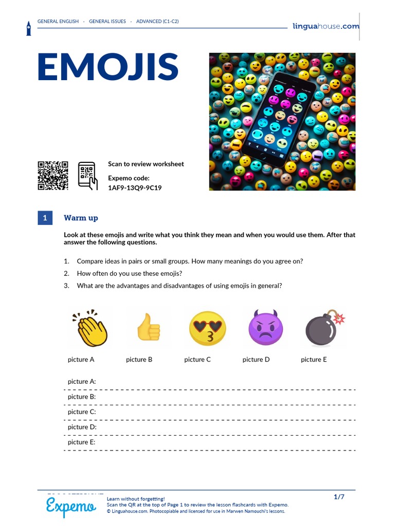 Emojis in English Class Activities | PDF | Communication | Human ...