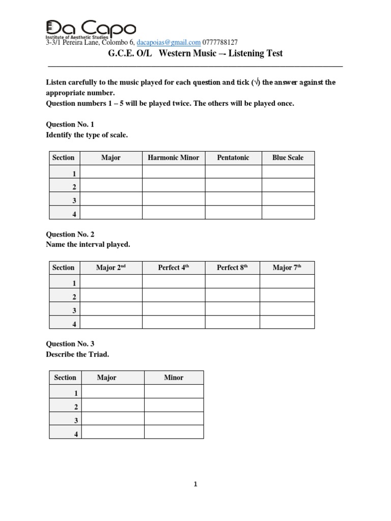 OL Listening 1 2023 | PDF | Music Theory | Elements Of Music