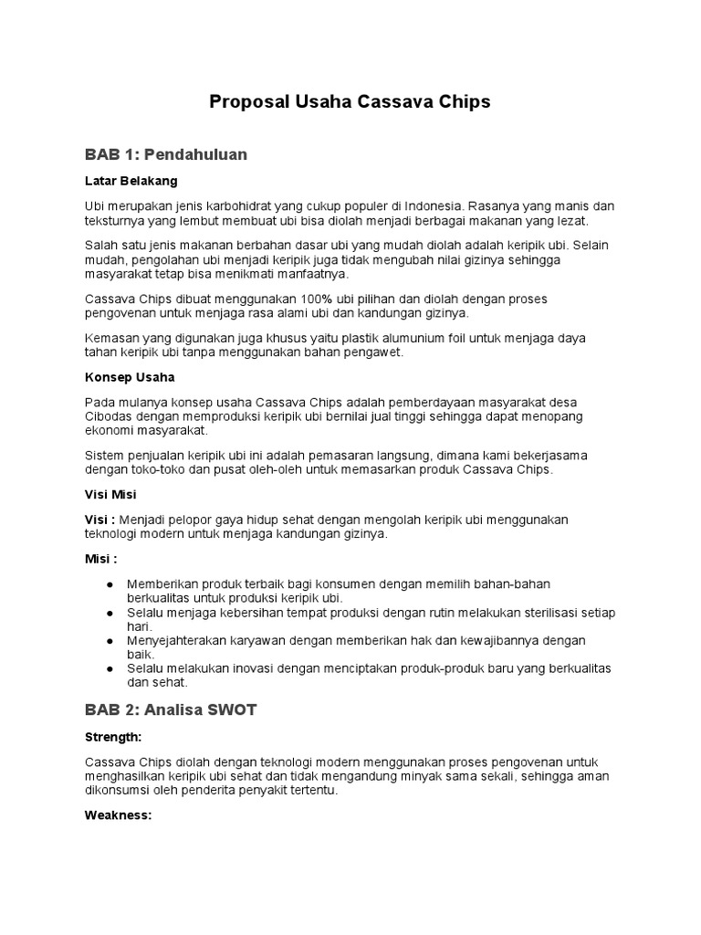 Proposal Usaha Keripik Ubi | PDF