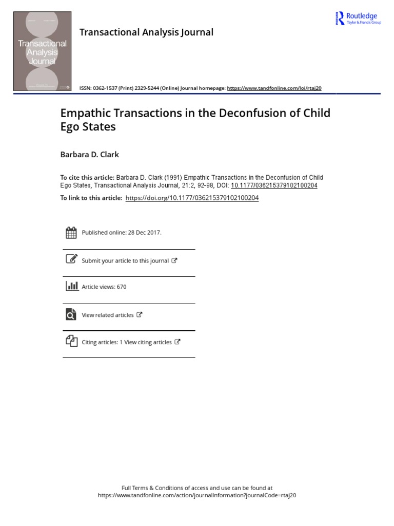 Empathic Transactions in The Deconfusion of Child Ego States | PDF ...