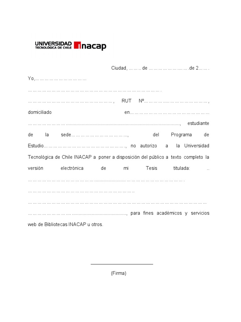 Carta de No Autorizacion de Publicacion A INACAP | PDF