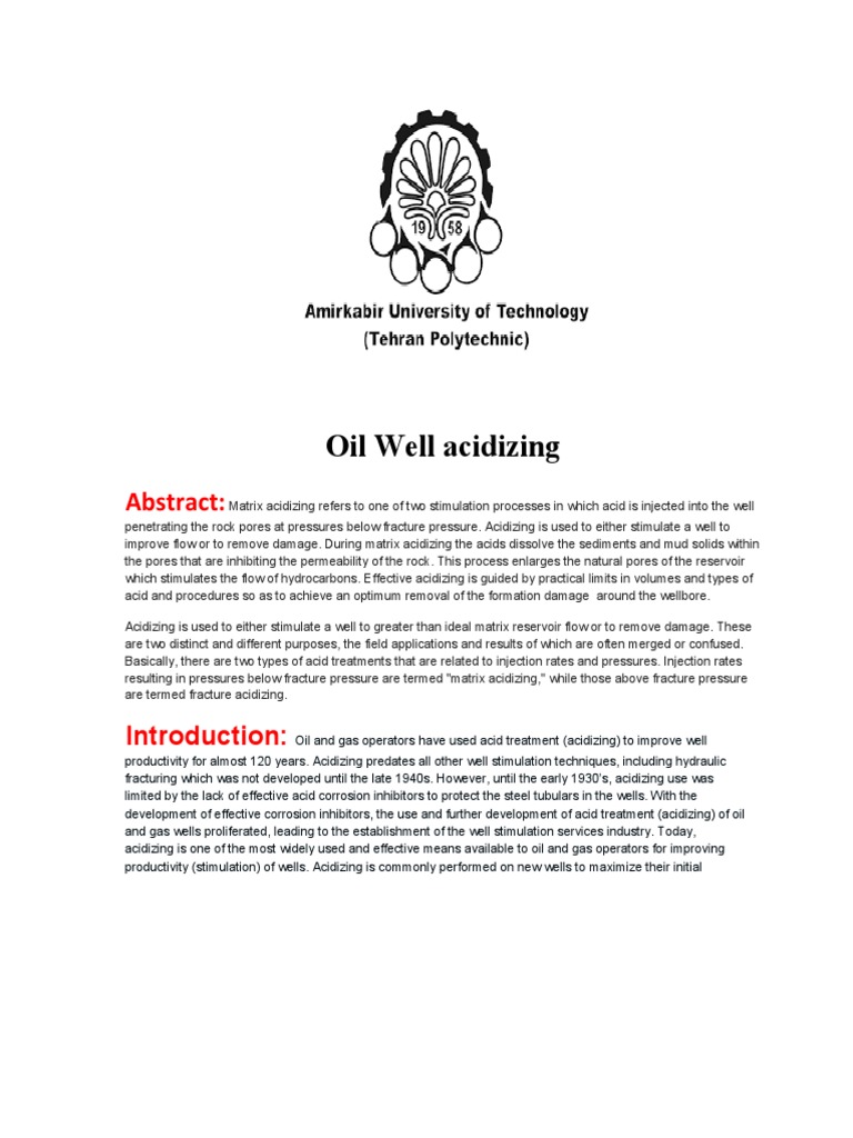Well Acidizing | PDF | Acid | Hydrochloric Acid