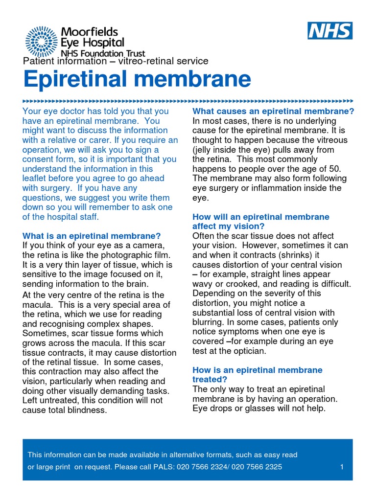 Epiretinal Membrane Surgery Guide | PDF | Vision | Clinical Medicine