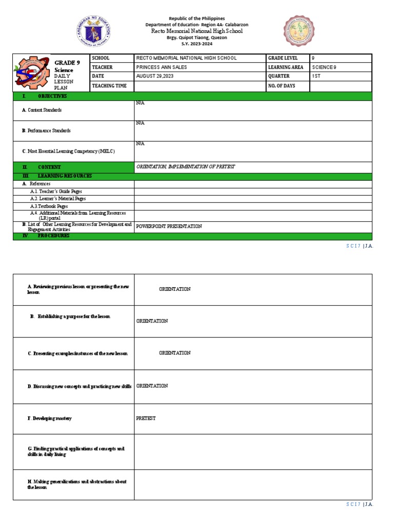 DLP Template Science | Download Free PDF | Learning | Teachers