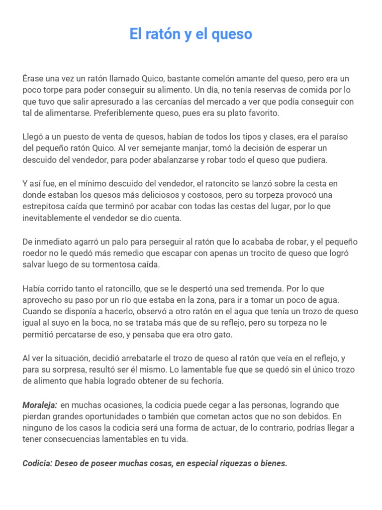 La codicia del ratón y el queso | PDF