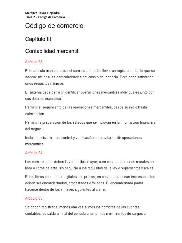 Resumen Capitulo 3 Código de Comercio | PDF