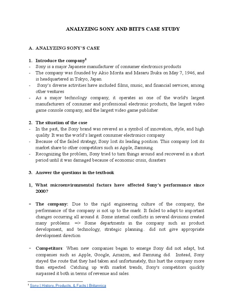 Analyzing Sony and Biti's Case Study | PDF | Sony | Brand