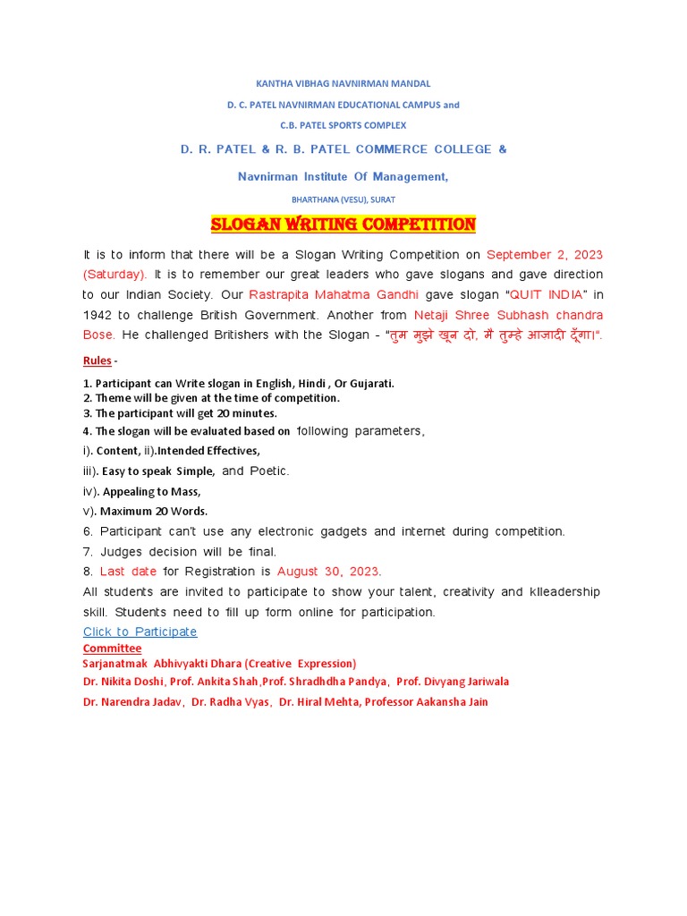 Slogan Writting Competition-2 | PDF