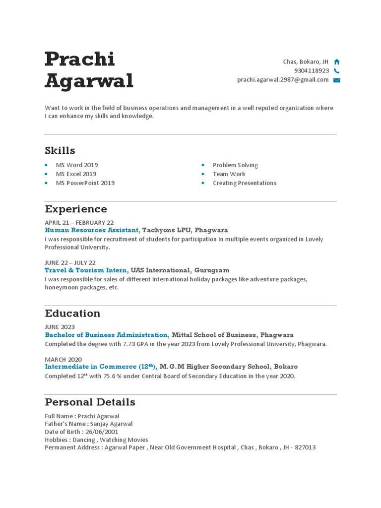 Prachi Agarwal Resume | PDF
