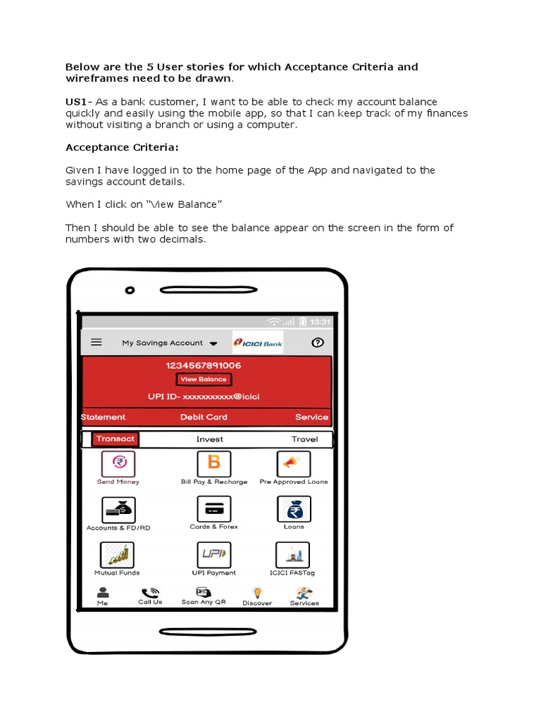 User Stories With Acceptance Criteria and Wireframes PDF | PDF | Banks ...