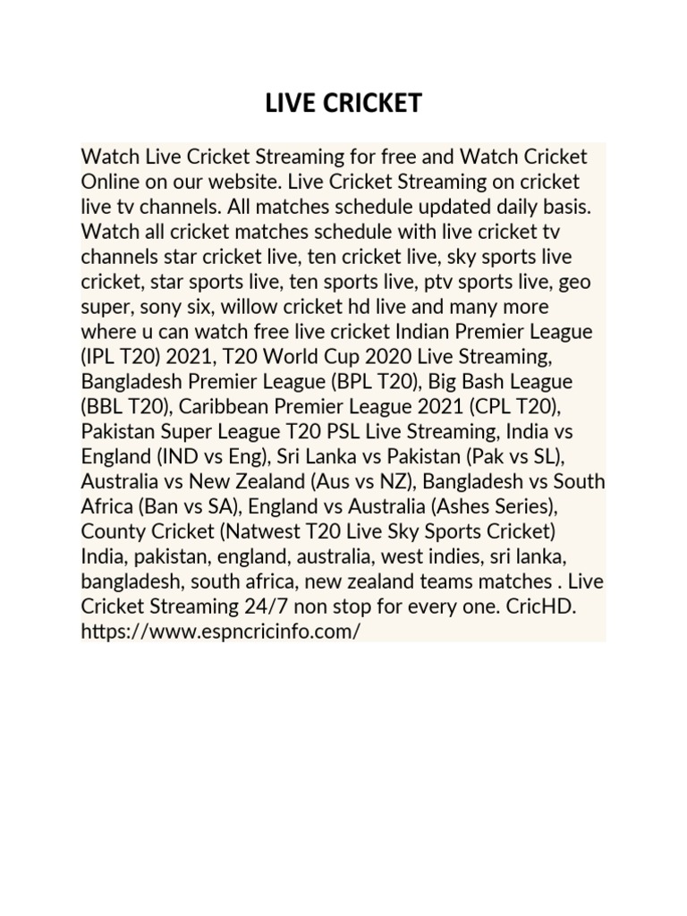 Live Cricket | PDF