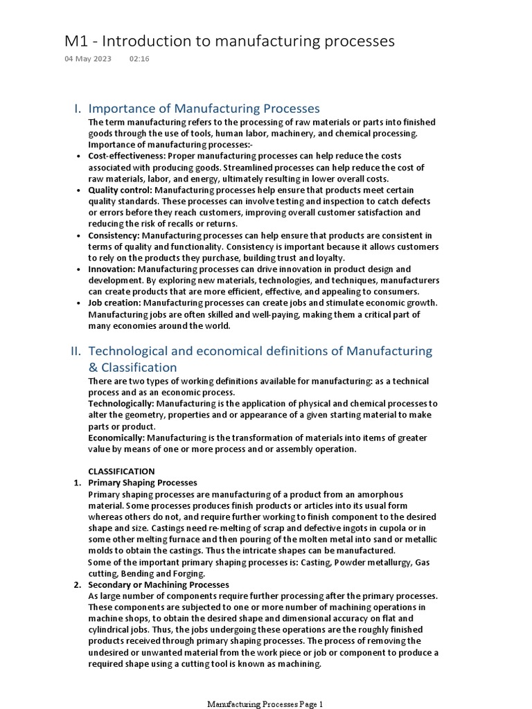 MP Module 1 | PDF | Foundry | Casting