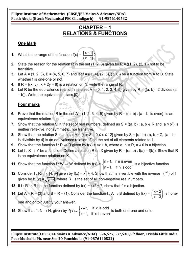 Microsoft Word - Chapter - 1 Relations and Functionsdoc 1 (1) | PDF