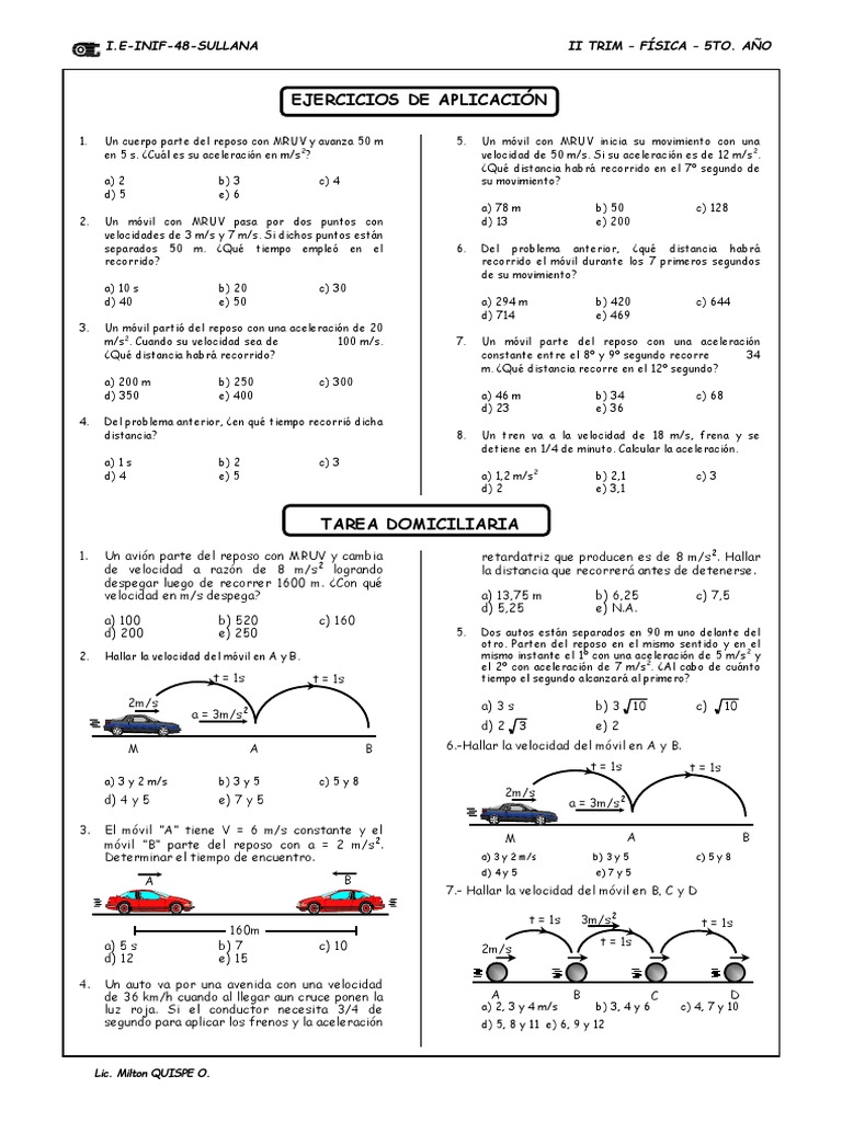Ejercicios de Mruv | PDF