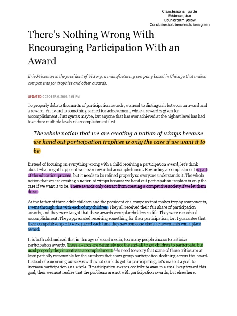 There's Nothing Wrong With Encouraging Participation With An Award ...