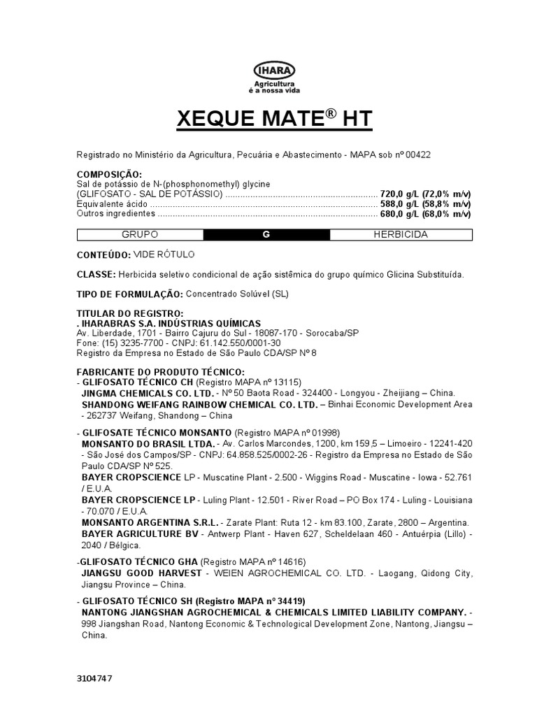 Xeque Mate HT Bula 3104747 | PDF | Agricultura | Milho