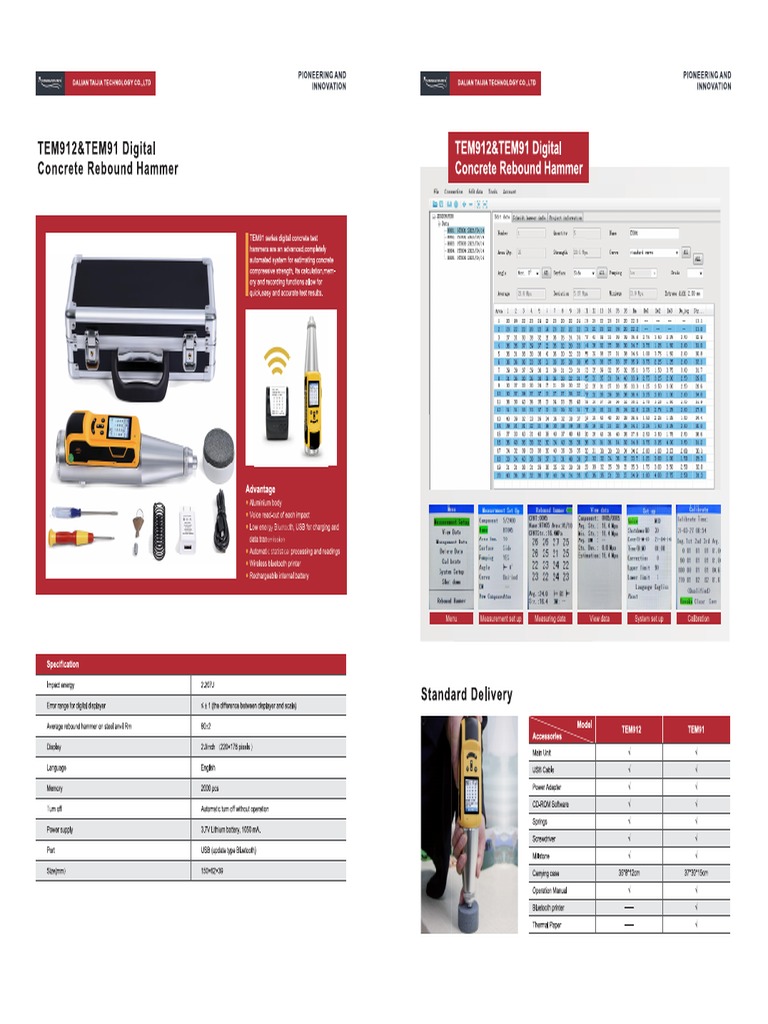 TEM 91 Digital Concrete Test Hammer | PDF
