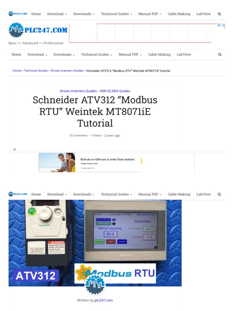 Schneider ATV312 - Modbus RTU - Weintek MT8071iE Tutorial | PDF