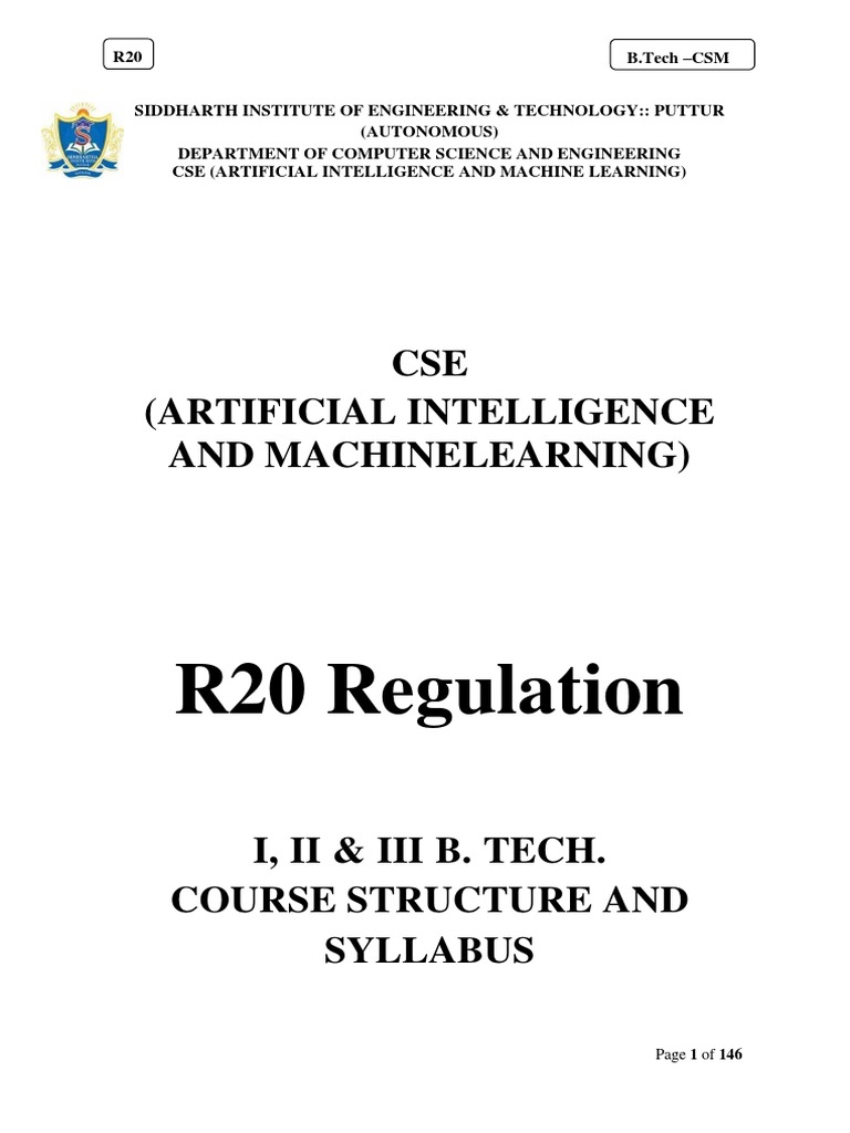 R20 - CSM - I, II & III Course Structure and Syllabu | PDF | Integral | Probability Distribution