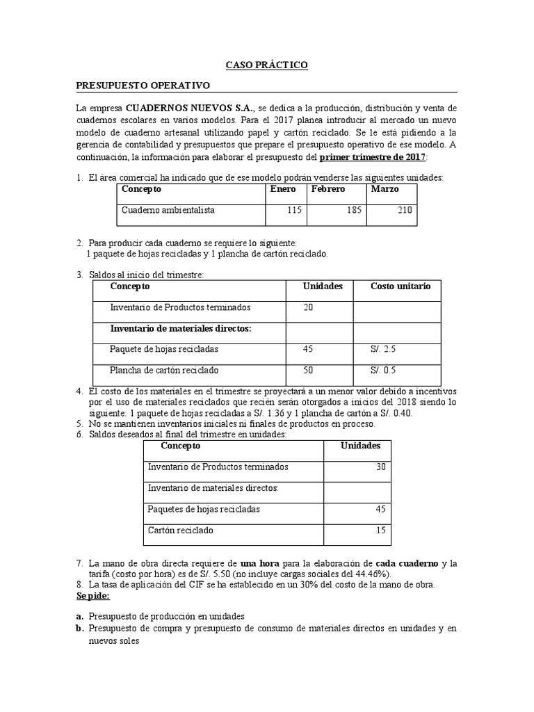 Semana 3 Caso Práctico Modelo | PDF | Presupuesto | Economias