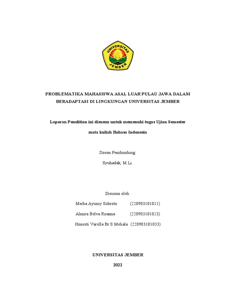 Proposal Laporan Penelitian Bahasa Indonesia MKU | PDF